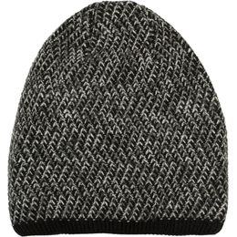Strickm&uuml;tze styleBREAKER "Strick Beanie M&uuml;tze Dreieck Bunt mit Thermo-Fleece", Damen, schwarz (schwarz, grau), 75% Polyacryl PAN. 15% Polyamid PA. 10% Wolle WO., Modisch, M&uuml;tzen Strickm&uuml;tze