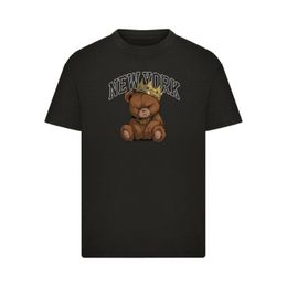 T-Shirt MisterTee "MisterTee Kids NY Crowned Bear Tee", M&auml;dchen, Gr. 146/152, schwarz, 100% Baumwolle, bedruckt, normal, Rundhals, Shirts T-Shirt