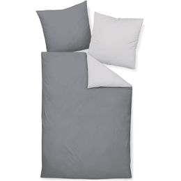 Bettw&auml;sche Janine "Colors", graphit, B/L: 140cm x 220cm, 1 Stk., 1 Stk., Mako-Satin, B/L: 90cm x 70cm, 2, Mako-Satin, Obermaterial: 100% Baumwolle, Bettw&auml;sche, Bettw&auml;sche, feinf&auml;dige uni Bettw&auml;sche f&uuml;r alle Jahreszeiten, Markenrei&szlig;verschluss