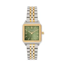 Quarzuhr Copenhagen Studios "Vintage Square Watch", silberfarben, goldfarben, gr&uuml;n, Armbanduhren, Damen, Quarzuhr, Armbanduhr, Damenuhr, Edelstahlarmband, analog