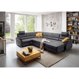 Wohnlandschaft DIE PLANBAR "ZE-EM16033 U-Form, Breite 330 cm", mammut grau, B:330cm T:262cm, 100% Polyester, Sofas, Wohnlandschaft, wahlweise mit Kopfst&uuml;tzen und Bettfunktion