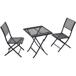 Garten-Essgruppe Merxx "&raquo;Samos&laquo;", grau (graphit, graphit, graphit), Stahl, Sitzm&ouml;bel-Sets, Tisch klappbar: LxB: 60x60 cm