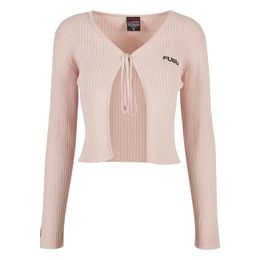 Outdoorjacke Fubu "Fubu Damen FW222-016-1, Corporate Rib Knit Bolero rose", Damen, Gr. XS, rose, 100% Baumwolle, mehrfarbig, slim fit, V-Ausschnitt, Jacken Outdoorjacke