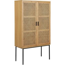 Highboard OTTO HOME "Feines", natur, B:90cm H:160cm T:40cm, Eisen, FSC-zertifizierter Holzwerkstoff, MDF, Melamin, Sideboards, Highboard, Eschenholz-Details, robustem Metallgestell, FSC-zertifiziertem Holz