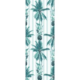 Vinyltapete queence "Pineapple Dream", blau, B:0,9m L:2,5m, Vinyl, Tapeten, 90x250cm, selbstklebend, kinderleichte Anbringung,, Sticker