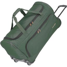 Reisetasche Travelite "Basics Fresh 71 cm Duffle Bag mit Rollen", Gr. B/H/T: 71cm x 36cm x 35cm, gr&uuml;n (dunkelgr&uuml;n), Polyester, Taschen Reisetasche, gro&szlig;e Duffle Bag aus strapazierf&auml;higem Material, ideal als Reisegep&auml;ck