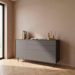 Sideboard "Essentials, Kommode, Anrichte, Kombikommode, Schrank mit Metallf&uuml;&szlig;en", graphit, B:166cm H:88,2cm T:42cm, Holzwerkstoff, MDF, LeGer Home by Lena Gercke, Sideboards, Sideboard, Breite: 111 cm, UV lackiert, Push-to-open-Funktion