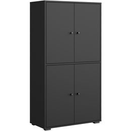 Schuhschrank Home Affaire "Schuhkommode Dino", graphite schwarz matt, B:70cm H:131cm T:33cm, FSC-zertifizierter Holzwerkstoff, Schr&auml;nke, Schuhschrank, Stauraum mit 4 T&uuml;ren und verstellbaren Einlegeb&ouml;den, Breite 70 cm