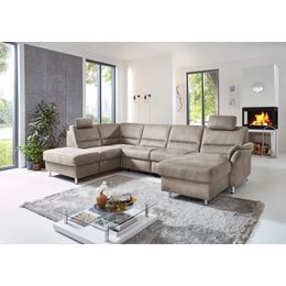 Wohnlandschaft DIE PLANBAR "ZE-EM16033 U-Form, Breite 316 cm", deluxe alu, B:316cm T:203cm, 100% Polyester, Sofas, Wohnlandschaft, wahlweise mit Kopfst&uuml;tzen und echt bezogenem R&uuml;cken