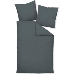 Bettw&auml;sche Janine "Colors", titan, B/L: 140cm x 200cm, 1 Stk., 1 Stk., Mako-Satin, B/L: 90cm x 70cm, 2, Mako-Satin, Obermaterial: 100% Baumwolle, Bettw&auml;sche, Bettw&auml;sche, feinf&auml;dige uni Bettw&auml;sche f&uuml;r alle Jahreszeiten, Markenrei&szlig;verschluss