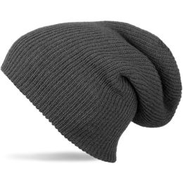 Strickm&uuml;tze styleBREAKER "Feinstrick Beanie doppelt gestrickt", Damen, grau (dunkelgrau), Obermaterial: 100% Polyacryl PAN., Modisch, M&uuml;tzen Strickm&uuml;tze