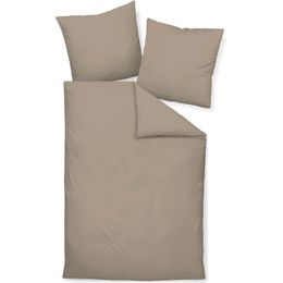 Bettw&auml;sche Janine "Colors", beige (cappuccino), B/L: 140cm x 220cm, 1 Stk., 1 Stk., Mako-Satin, B/L: 90cm x 70cm, 2, Mako-Satin, Obermaterial: 100% Baumwolle, Bettw&auml;sche, Bettw&auml;sche, feinf&auml;dige uni Bettw&auml;sche f&uuml;r alle Jahreszeiten, Markenrei&szlig;verschluss