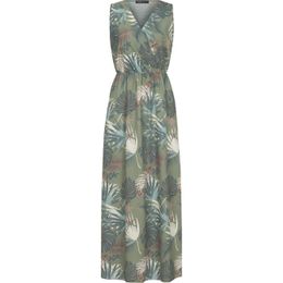Shirtkleid CLOUD 5IVE "CLOUD 5IVE Maxi Kleid in Wickeloptik mit Tropical All Over Print", Damen, Gr. M, US-Gr&ouml;&szlig;en, military gr&uuml;n, 95% Polyester, 5% Elasthan, normal, Kleider Shirtkleid
