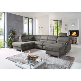 Wohnlandschaft DIE PLANBAR "ZE-EM16033 U-Form, Breite 316 cm", deluxe anthrazit, B:316cm T:203cm, 100% Polyester, Sofas, Wohnlandschaft, wahlweise mit Kopfst&uuml;tzen und echt bezogenem R&uuml;cken
