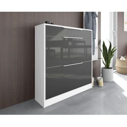 borchardt M&ouml;bel Schuhschrank BORCHARDT M&Ouml;BEL "Oliva", grau (wei&szlig; matt, graphit hg), B:89cm H:96cm T:24cm, Schr&auml;nke, Schuhschrank, Stehende Montage, Wandmontage & Glasb&ouml;den unter Mehr aus der Serie