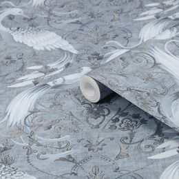 Vliestapete Laura Ashley "Tregaron", blau, B:0,52m L:10m, Vlies, Tapeten, 10mx52cm