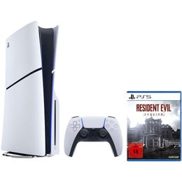 Playstation 5 Konsolen-Set "PS5 Disk Slim Edition 1TB + Resident Evil Requiem", wei&szlig;, schwarz, B:9,6cm H:35,8cm T:21,6cm, Spielekonsolen