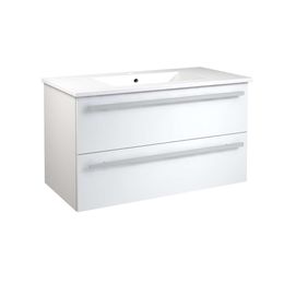 Waschtisch Welltime "Serena, Waschbeckenunterschrank inkl. Waschbecken, Badm&ouml;bel", wei&szlig; (glossy wei&szlig;, wei&szlig;), B:101,5cm H:50cm T:46,5cm, Waschtische, Waschtisch, Breite 101,5 cm, Soft-Close-Funktion, FSC