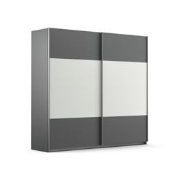 Schwebet&uuml;renschrank Rauch "Quadra Schlafzimmerschrank in vielen Breiten", grau (grau metallic, wei&szlig;glas), B:226cm H:210cm T:62cm, Holzwerkstoff, Schr&auml;nke, Schwebet&uuml;renschrank, Kleiderschrank Garderobenschrank Schrank mit Glaselementen