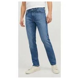 Jack & Jones Regular-fit-Jeans JACK & JONES "JJICLARK mit Used-Look und Stretch f&uuml;r den Alltag", Herren, Gr. 36, L&auml;nge 34, blau denim, Denim/Jeans, Obermaterial: 98% Baumwolle, 2% Elasthan, unifarben, regular fit lang, Jeans, mit Abriebeffekten