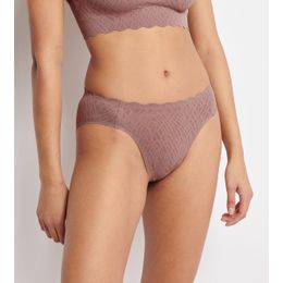 Slip Sloggi "ZERO Feel Bliss High leg", Damen, Gr. S, braun (cacao), Spitze, Obermaterial: 76% Polyamid, 24% Elasthan, Jacquardmuster, unifarben, figurbetont, Unterhosen Slip, unsichtbar mit Spitzenoptik