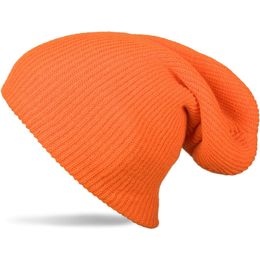 Strickm&uuml;tze styleBREAKER "Feinstrick Beanie doppelt gestrickt", Damen, orange, Obermaterial: 100% Polyacryl PAN., Modisch, M&uuml;tzen Strickm&uuml;tze
