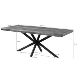 Baumtisch Mango 220x100x76 grau lackiert / Kreuzgestell anthrazit matt FREEFORM 5