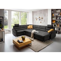 Wohnlandschaft DIE PLANBAR "ZE-EM16033 U-Form, Breite 330 cm", mammut anthrazit, B:330cm T:262cm, 100% Polyester, Sofas, Wohnlandschaft, wahlweise mit Kopfst&uuml;tzen und Bettfunktion