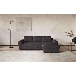 Ecksofa COTTA "Drift L-Form Recamiere, Breite 253 cm", schwarz, B:253cm H:86cm T:187cm, 96% POLYESTER (PES) 4% POLYAMID(PA), Sofas, Ecksofa, optional auch mit Schlaffunktion, Wellenunterfederung