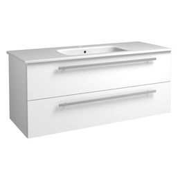 Waschtisch Welltime "Serena, Waschbeckenunterschrank inkl. Waschbecken, Badm&ouml;bel", wei&szlig; (glossy wei&szlig;, wei&szlig;), B:121,5cm H:50cm T:46,5cm, Waschtische, Waschtisch, Breite 121,5 cm, Soft-Close-Funktion, FSC