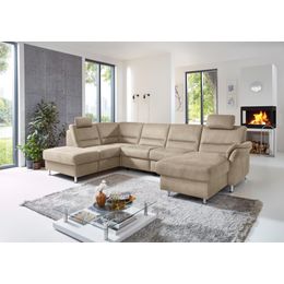Wohnlandschaft DIE PLANBAR "ZE-EM16033 U-Form, Breite 316 cm", deluxe mandel, B:316cm T:203cm, 100% Polyester, Sofas, Wohnlandschaft, wahlweise mit Kopfst&uuml;tzen und echt bezogenem R&uuml;cken