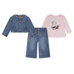 Levi's Shirt, Hose & J&auml;ckchen LEVI'S KIDS "LVG JACKET TEE,WIDE JEANS", M&auml;dchen, Gr. 6M68, rosa (crystal rose), Denim/Jeans, Obermaterial: 64% Baumwolle, 26% Polyester, 8% Viskose, 2% Elasthan. T-Shirt: 60% Baumwolle, 40% Polyester, KOB Set-Artikel, Trend Denim, for Girls