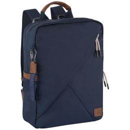 Rucksack Camel Active "Aurum", Gr. B/H/T: 27cm x 35cm x 9,5cm, blau, Polyester, beschichtet, clean, unifarben mit Farbeins&auml;tzen, Rucks&auml;cke Rucksack, aus recyceltem Polyester in Nylonstruktur, leicht & mit feinen Details