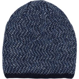 Strickm&uuml;tze styleBREAKER "Strick Beanie M&uuml;tze Dreieck Bunt mit Thermo-Fleece", Damen, blau (dunkelblau, blau), 75% Polyacryl PAN. 15% Polyamid PA. 10% Wolle WO., Modisch, M&uuml;tzen Strickm&uuml;tze