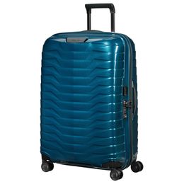 Hartschalen-Trolley Samsonite "PROXIS, verschiedene Gr&ouml;&szlig;en und Farben", Gr. B/H/T: 48cm x 69cm x 29cm 75 l, blau (petrol blau), Polypropylen, unifarben, festlich, Koffer, arretierbares und versenkbares Druckknopf-Trolleysystem