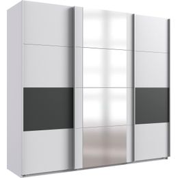 Schwebet&uuml;renschrank wimex "Barmbek Schlafzimmerschrank Garderobenschrank", wei&szlig; (wei&szlig;, graphit, spiegel), B:225cm H:208cm T:64cm, Holzwerkstoff, Schr&auml;nke, Schwebet&uuml;renschrank, Kleiderschrank mit 2 Stoffboxen und 2 zus&auml;tzlichen B&ouml;den, Spiegelt&uuml;r