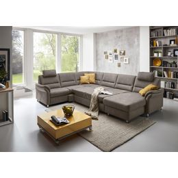 Wohnlandschaft DIE PLANBAR "ZE-EM16033 U-Form, Breite 330 cm", mammut nougat, B:330cm T:262cm, 100% Polyester, Sofas, Wohnlandschaft, wahlweise mit Kopfst&uuml;tzen und Bettfunktion