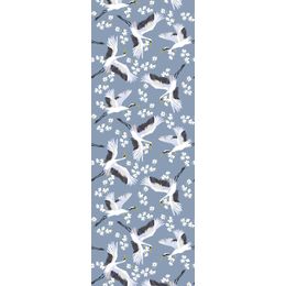 Vinyltapete queence "Kranich", blau (hellblau), B:0,9m L:2,5m, Vinyl, Tapeten, 90x250cm, selbstklebend, kinderleichte Anbringung,, Sticker