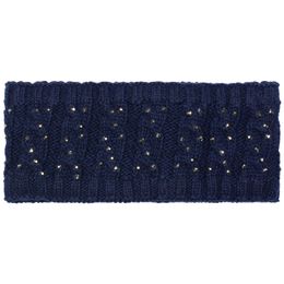 Stirnband styleBREAKER "Stirnband mit Zopfmuster & Strass", Damen, blau (dunkelblau), Obermaterial: 100% Viskose CV., Modisch, M&uuml;tzen Stirnband