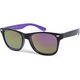 Wayfarer styleBREAKER "Kinder Sonnenbrille Nerd Style", Jungen, lila (gestell schwarz, lila, glas lila verspiegelt), Modisch, Sonnenbrillen