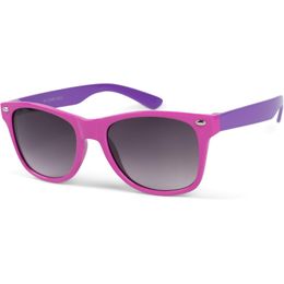 Wayfarer styleBREAKER "Kinder Sonnenbrille Nerd Style", Jungen, pink (gestell pink, lila, glas grau verlauf), Modisch, Sonnenbrillen