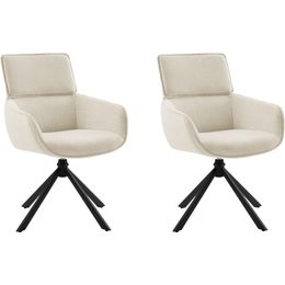 Esszimmerstuhl OTTO HOME "Cusey, 360 drehbar, extra dicke Polsterung, 2er-Set", beige, B:59cm H:91cm T:68cm, Metall, Polyester, St&uuml;hle, Esszimmerstuhl, mit 360 Metallfu&szlig;, Komfort-R&uuml;ckenlehne und hautfreundlichem Webstoff