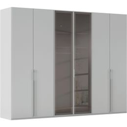 Dreht&uuml;renschrank Rauch "Schrank Garderobe SKAT SHINE Breiten 151/201/251/301cm, H&ouml;he 223/235cm", grau (seidengrau), B:301cm H:223cm T:63cm, Glas, Holzwerkstoff, Schr&auml;nke, Dreht&uuml;renschrank, edle Schrankfront mittig hochwertige Glasrahment&uuml;ren MADE IN GERMANY