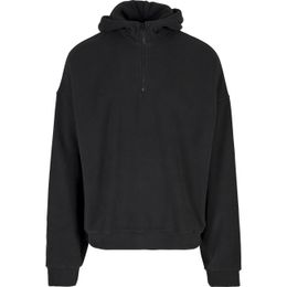 Sweater Urban Classics "Urban Classics Herren Oversized Polar Fleece Half Zip Hoody", Herren, Gr. S, schwarz, 100% Polyester, unifarben, Sweatshirts Sweater
