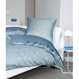 Bettw&auml;sche Janine "J. D.", steinblau denimblau, B/L: 140cm x 200cm, 1 Stk., 1 Stk., Mako-Satin, B/L: 90cm x 70cm, 2, Mako-Satin, Obermaterial: 100% Baumwolle, Bettw&auml;sche, Bettw&auml;sche, Bettw&auml;sche aus Baumwolle, mit Rauten-Design