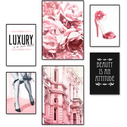 Poster Artland "Lebensstil Beauty", pink (farbe bild(er): pink), B:42cm H:29,7cm, Bilder, Poster, Bilder Set, 6tlg. 4xDIN A4 / 2xDIN A3, ohne Rahmen