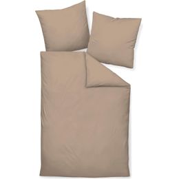 Bettw&auml;sche Janine "Colors", taupe, B/L: 140cm x 220cm, 1 Stk., 1 Stk., Mako-Satin, B/L: 90cm x 70cm, 2, Mako-Satin, Obermaterial: 100% Baumwolle, Bettw&auml;sche, Bettw&auml;sche, feinf&auml;dige uni Bettw&auml;sche f&uuml;r alle Jahreszeiten, Markenrei&szlig;verschluss