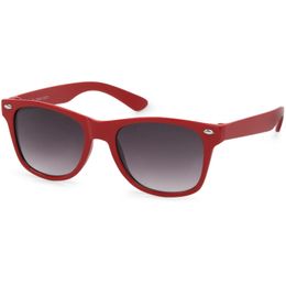 Wayfarer styleBREAKER "Kinder Sonnenbrille Nerd Style", Jungen, grau (gestell rot, glas grau verlauf), Modisch, Sonnenbrillen