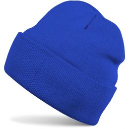 Strickm&uuml;tze styleBREAKER "Kinder Strickm&uuml;tze mit Krempe", Jungen, blau (royalblau), Obermaterial: 100% Polyacryl PAN., Modisch, M&uuml;tzen Strickm&uuml;tze