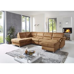 Wohnlandschaft DIE PLANBAR "ZE-EM16033 U-Form, Breite 316 cm", deluxe zimt, B:316cm T:203cm, 100% Polyester, Sofas, Wohnlandschaft, wahlweise mit Kopfst&uuml;tzen und echt bezogenem R&uuml;cken